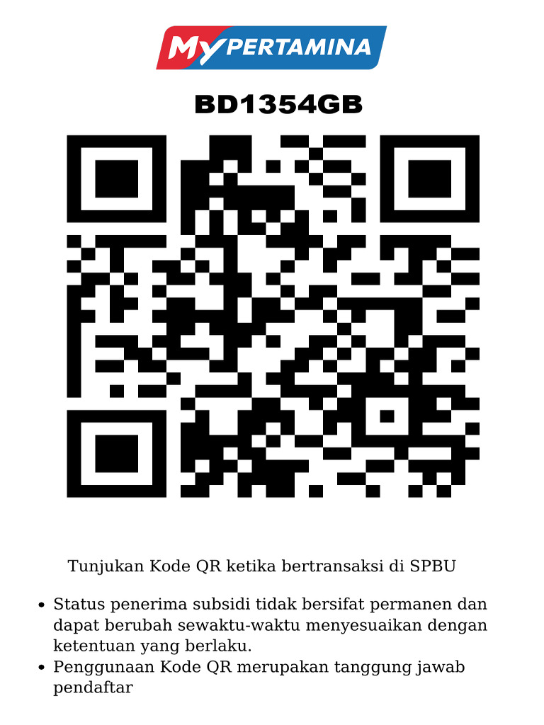Format Kartu My Pertamina BD1354GB | PDF