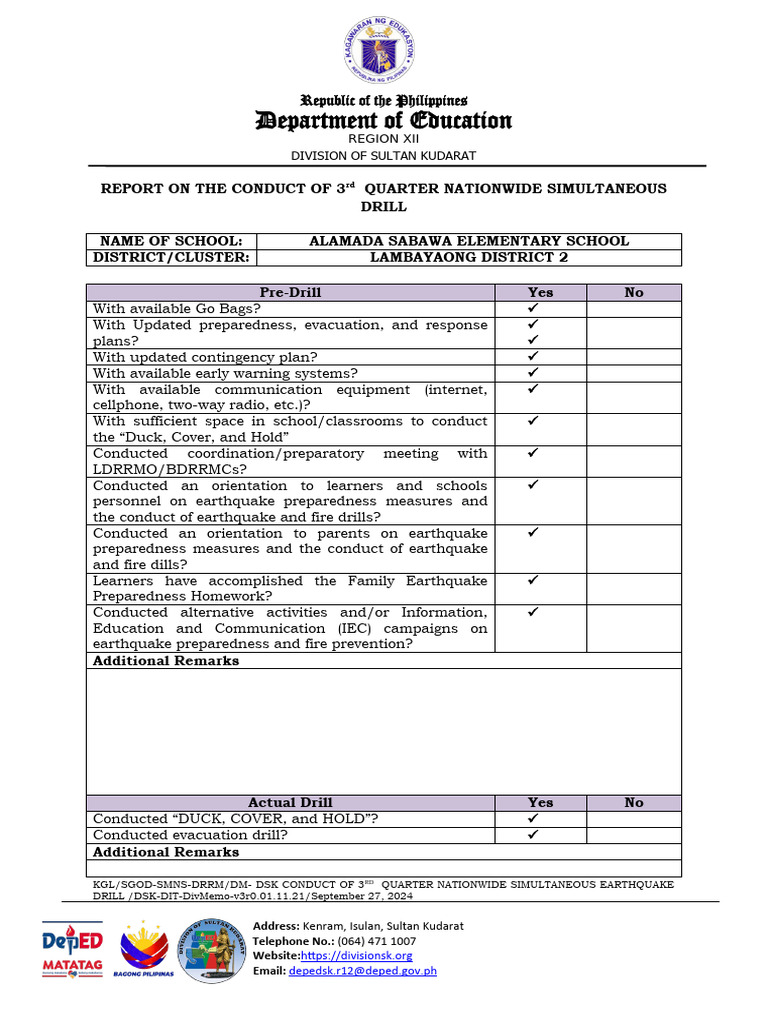Ases Nsed Report 3RD QTR 2024 | PDF