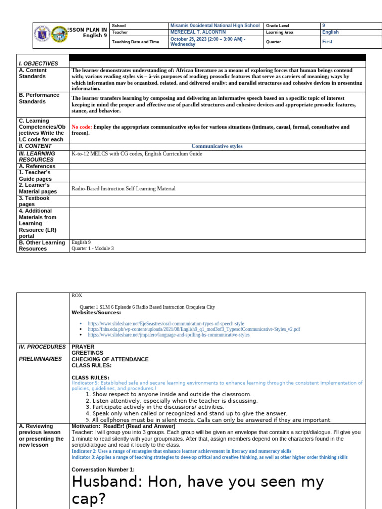 Co1-2023-2024 Communicative Style | PDF