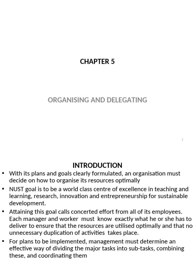 Chapter 5 - Organising and Delegating | PDF