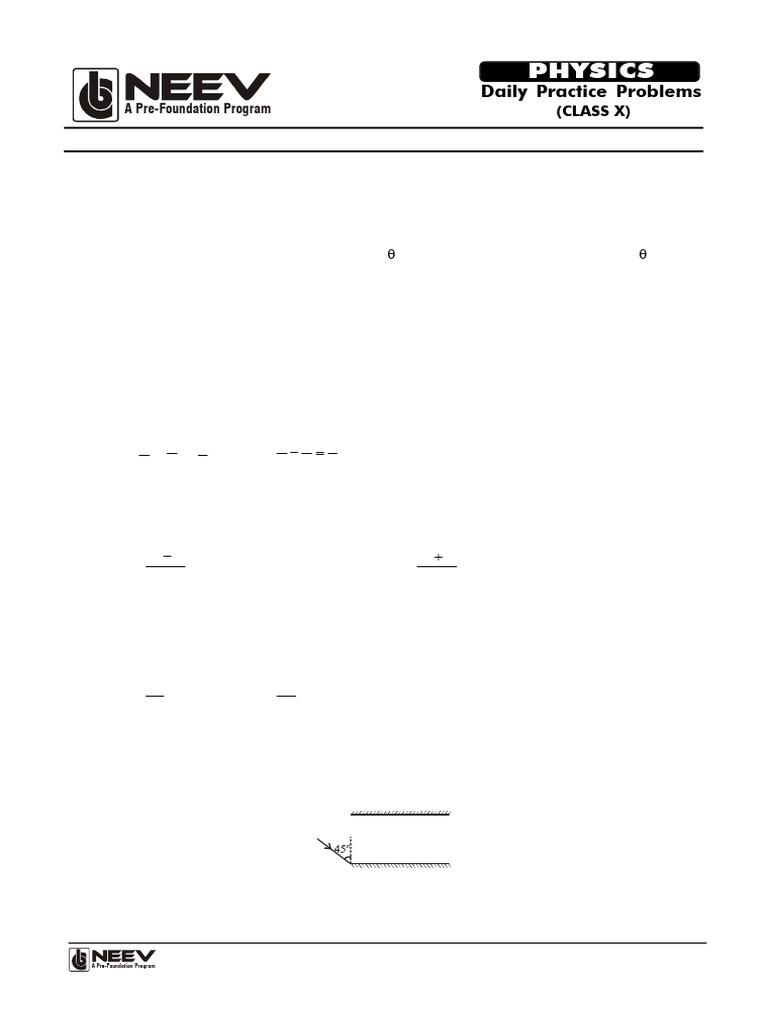 DPP 15 19 Phy Light 10th Ans | PDF | Refractive Index | Optics