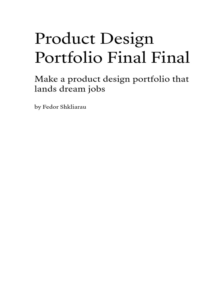 Product Design Portfolio Final Final - Preview | PDF