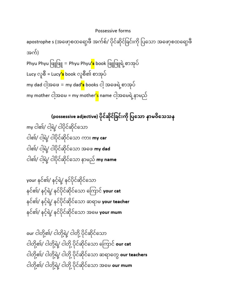 Possessives | PDF
