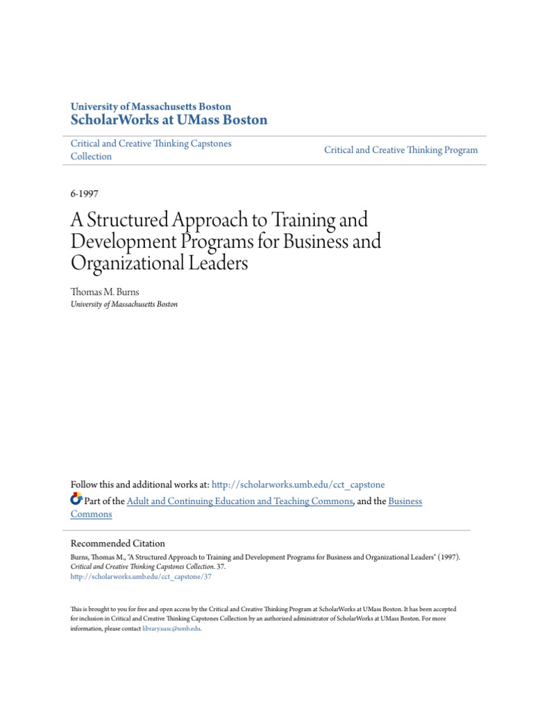 A Structured Approach To Training and Development Programs For Bu | PDF