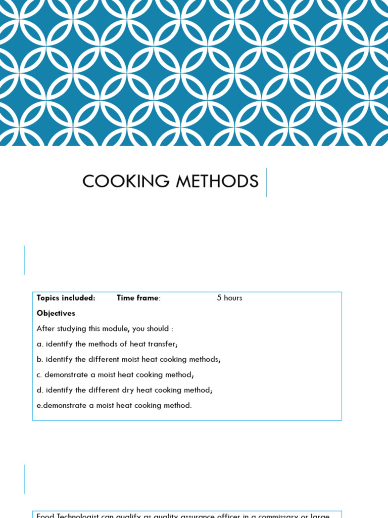 Lesson 4 BFP Cooking Methods | PDF