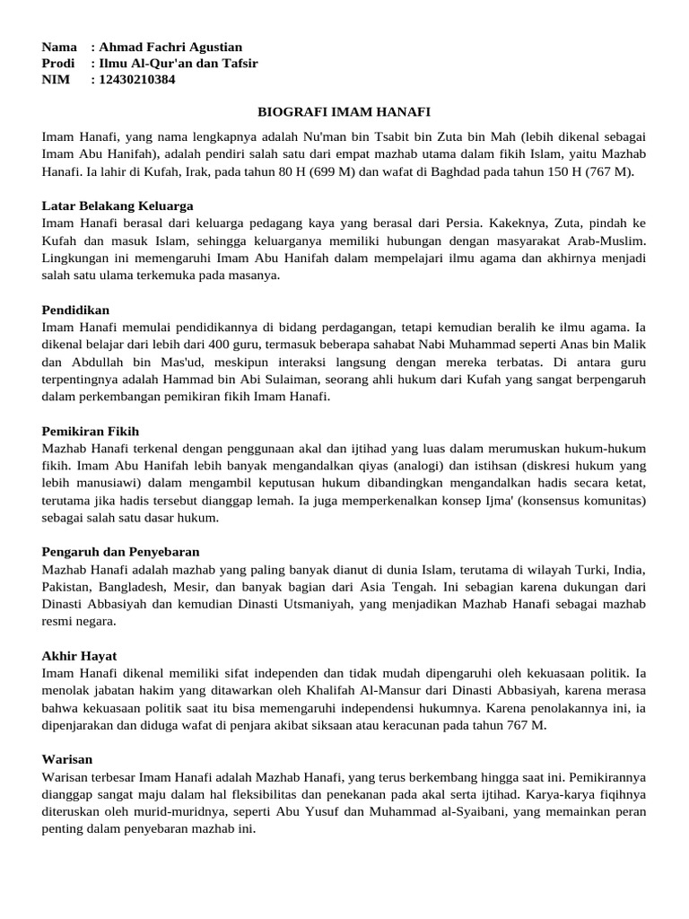 Biografi Imam Hanafi | PDF Biografi Imam Hanafi | PDF