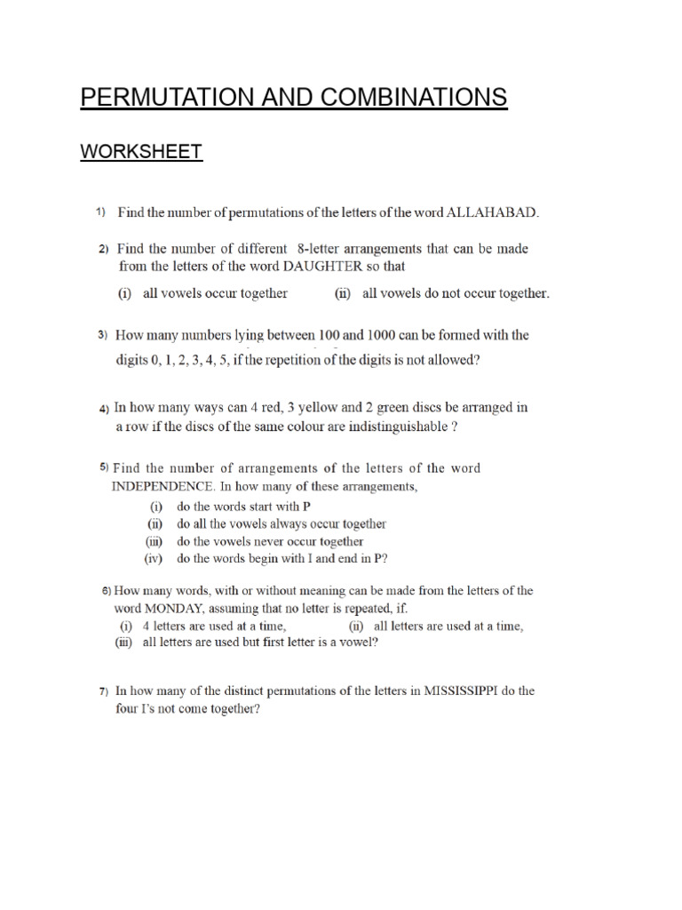 Permutation and Combinations | PDF