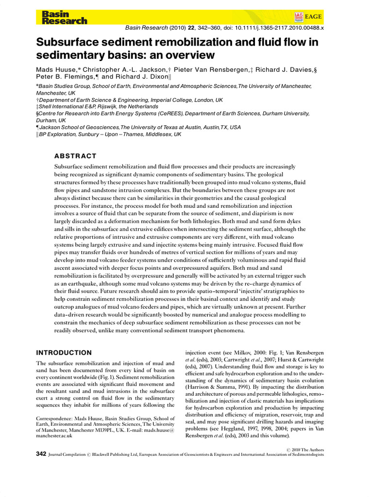 Subsurface Sediment Remobilization and Fluid Flow in Sedimentary Basins ...