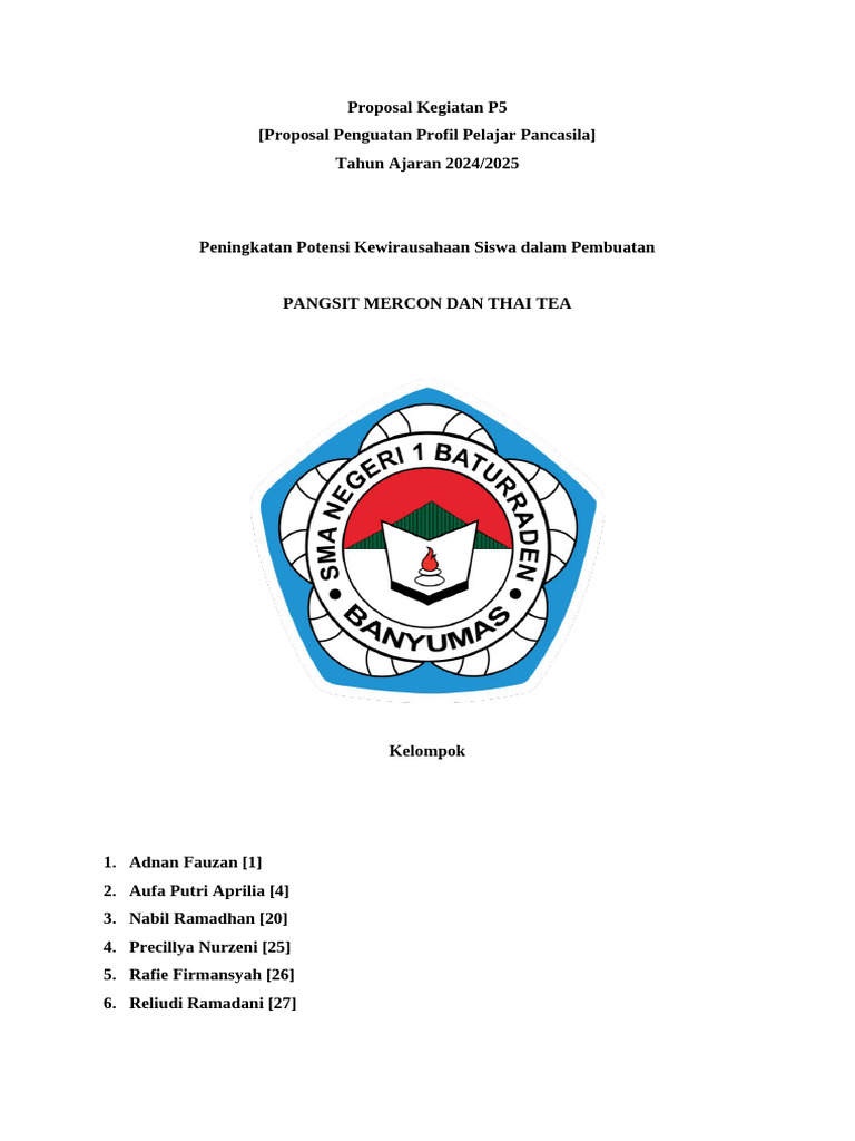 Proposal Kegiatan P5 | PDF