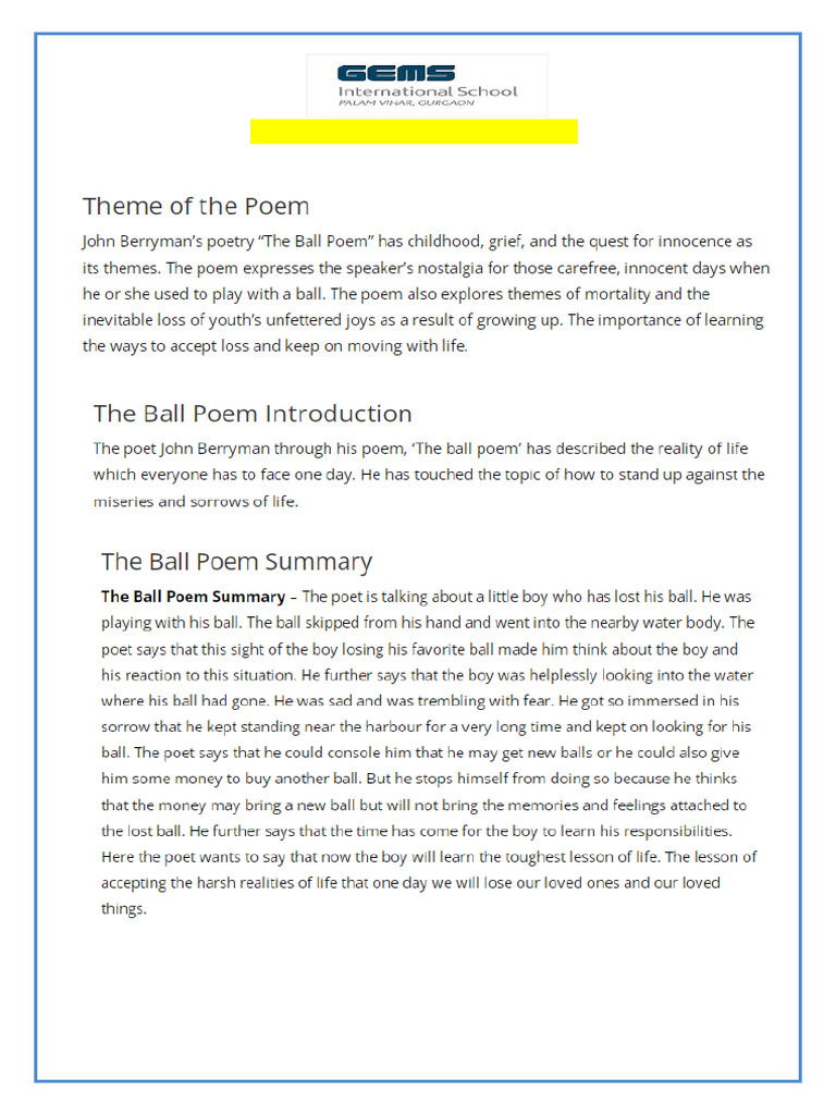The Ball Poem | PDF
