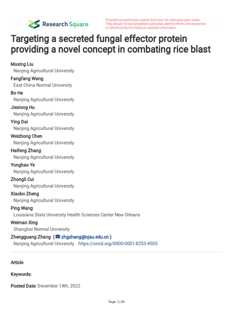 Targeting A Secreted Fungal Effector Protein Provi | PDF