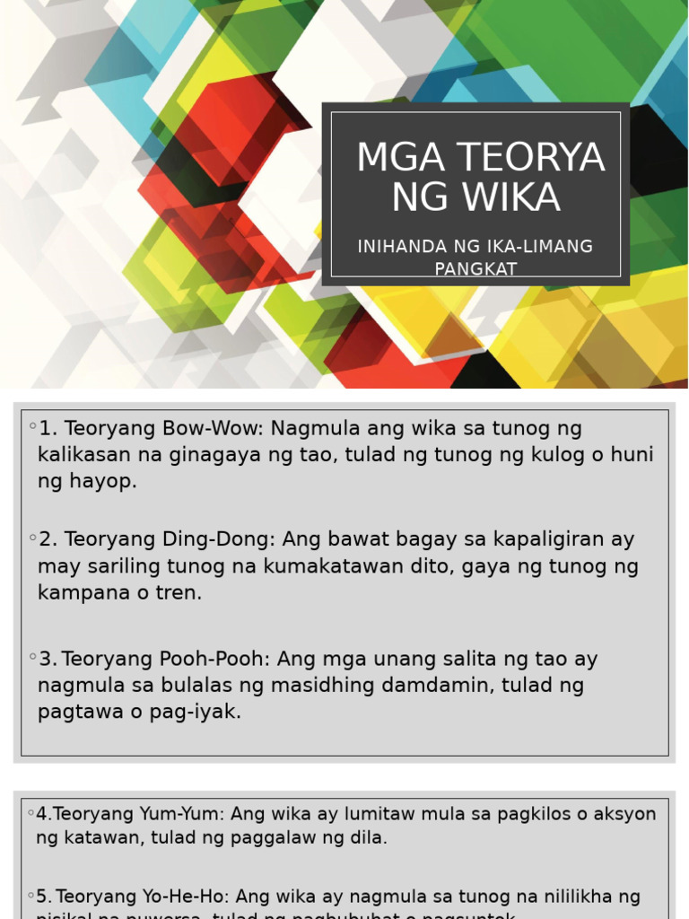 Mga Teorya NG Wika | PDF