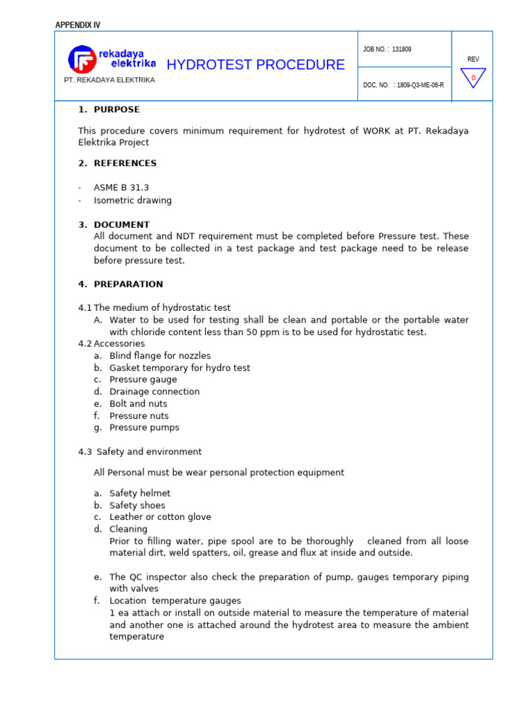 8.. Appendix Vii (Hydrotest) | PDF