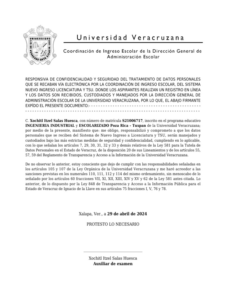 Carta Responsiva | PDF