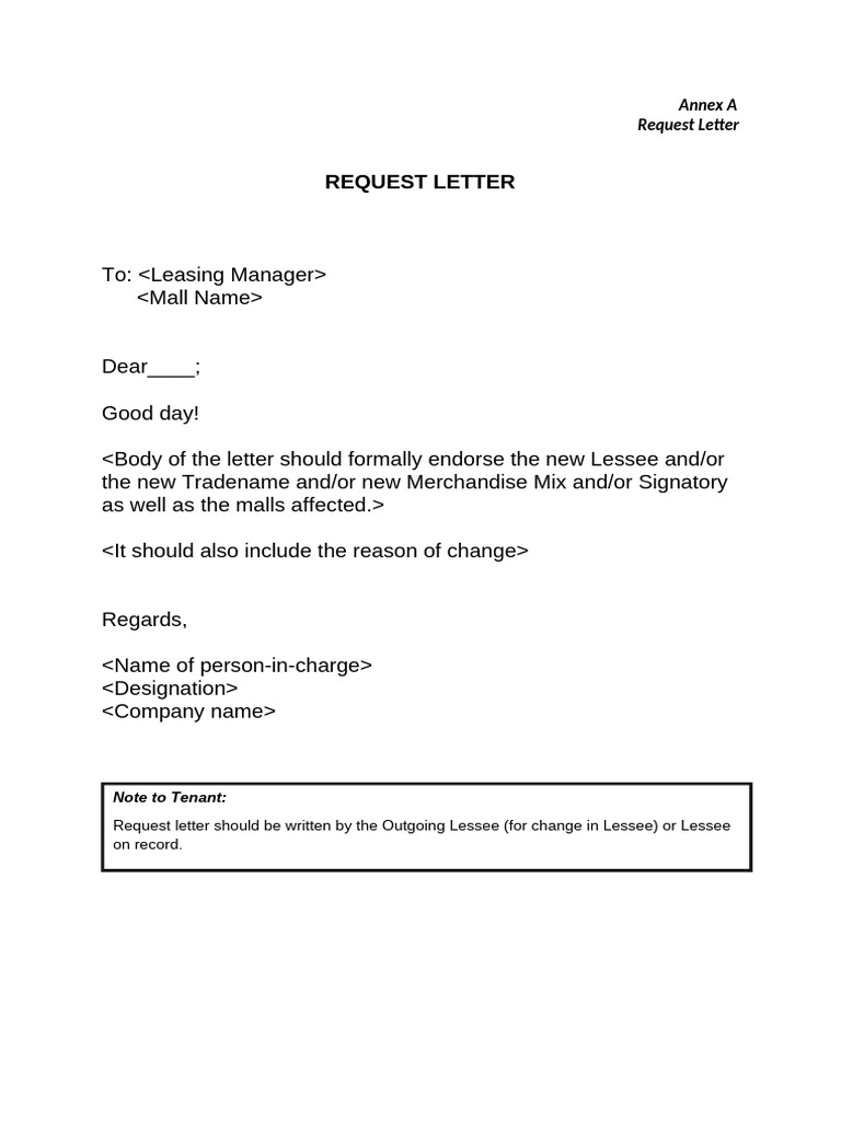 Annex A - Request Letter | PDF