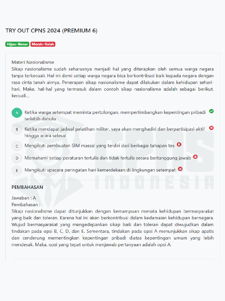 Pembahasan TWK Try Out Premium 6 | PDF