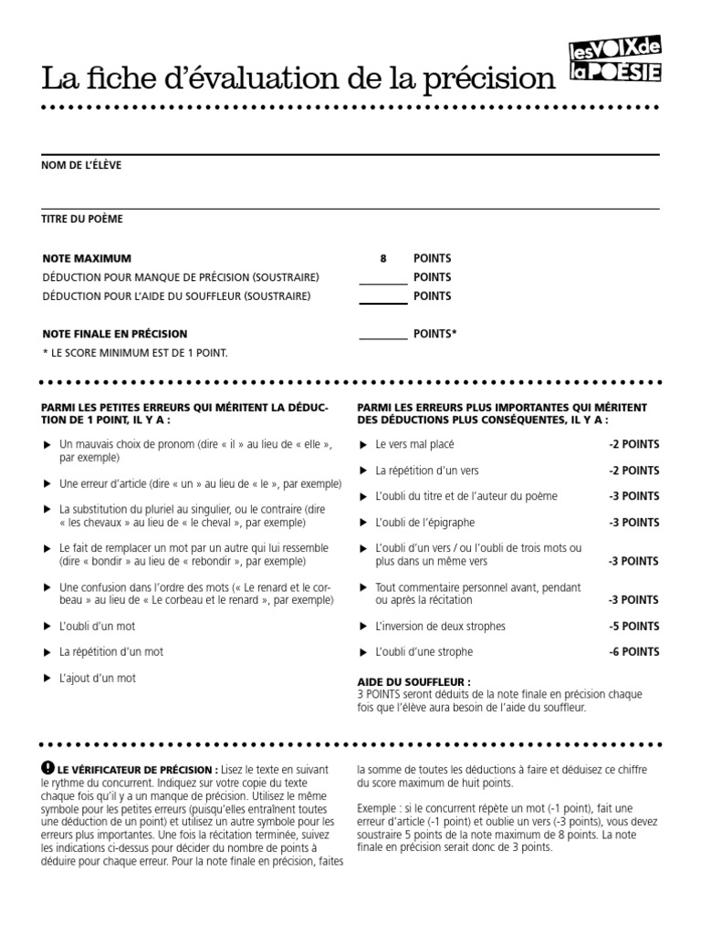 Fiche Devaluation Precision | PDF