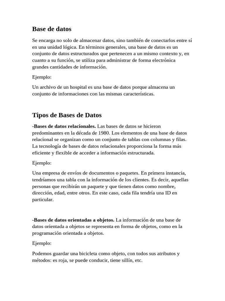 Tarea Introductoria Base de Datos | PDF | Bases de datos | Computadoras