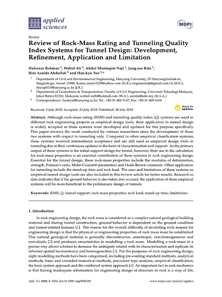 Rock Mass Rating Summary-1 | PDF