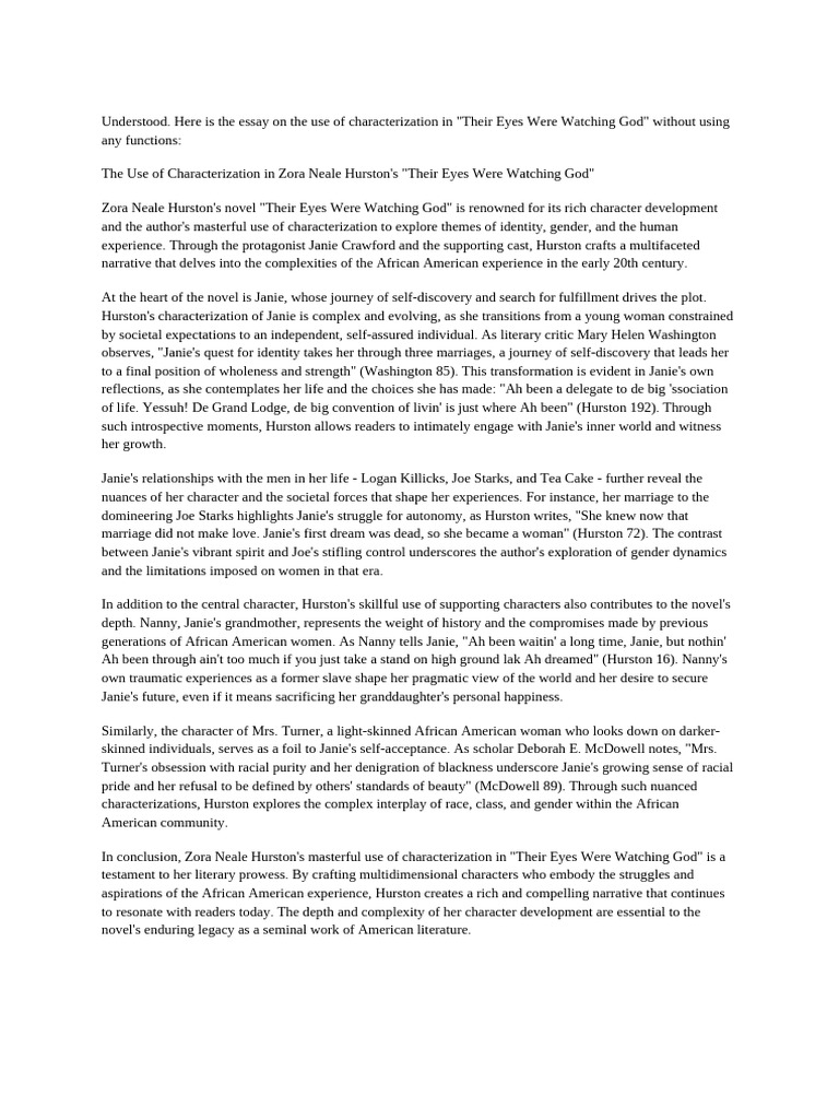 Characterization in Their Eyes Were Watching God | PDF