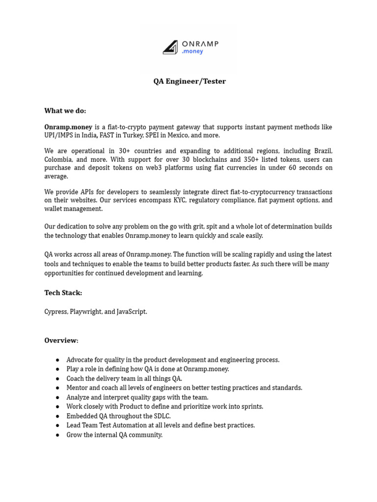 JD For QA Engineer | PDF