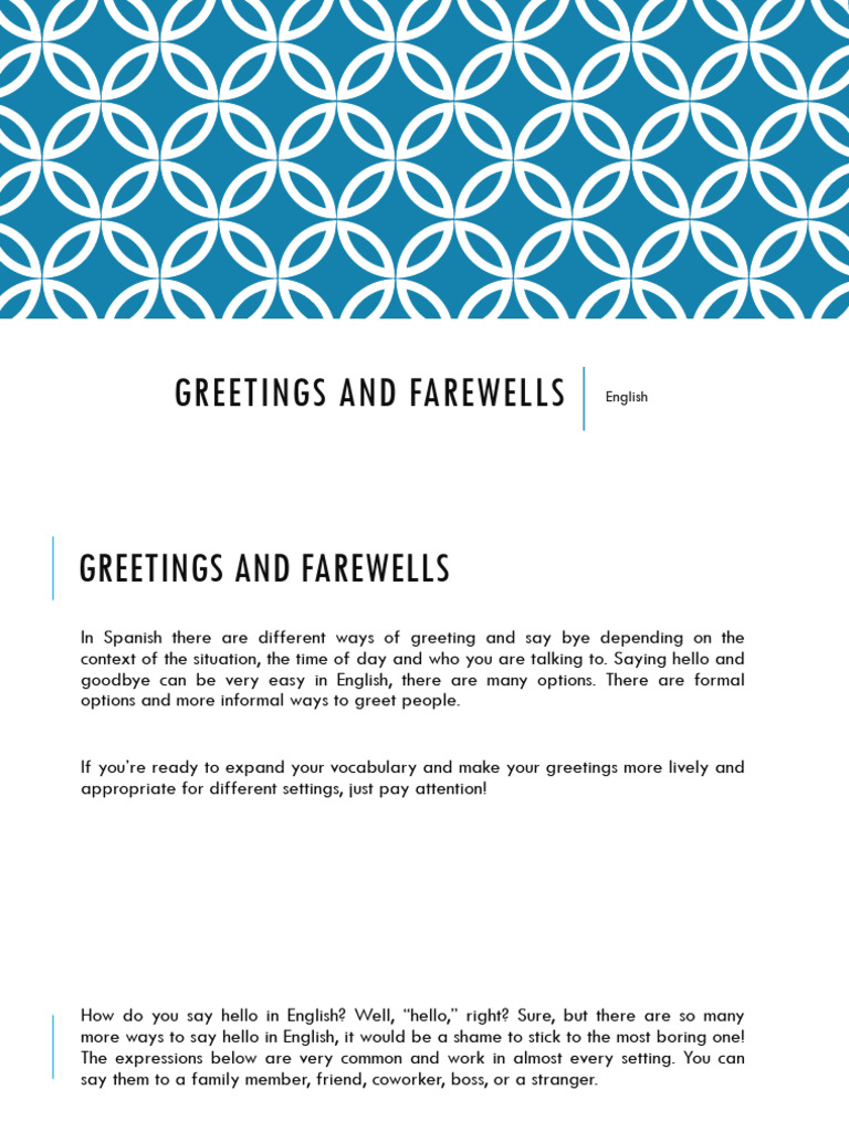 Greeting and Farewells | PDF
