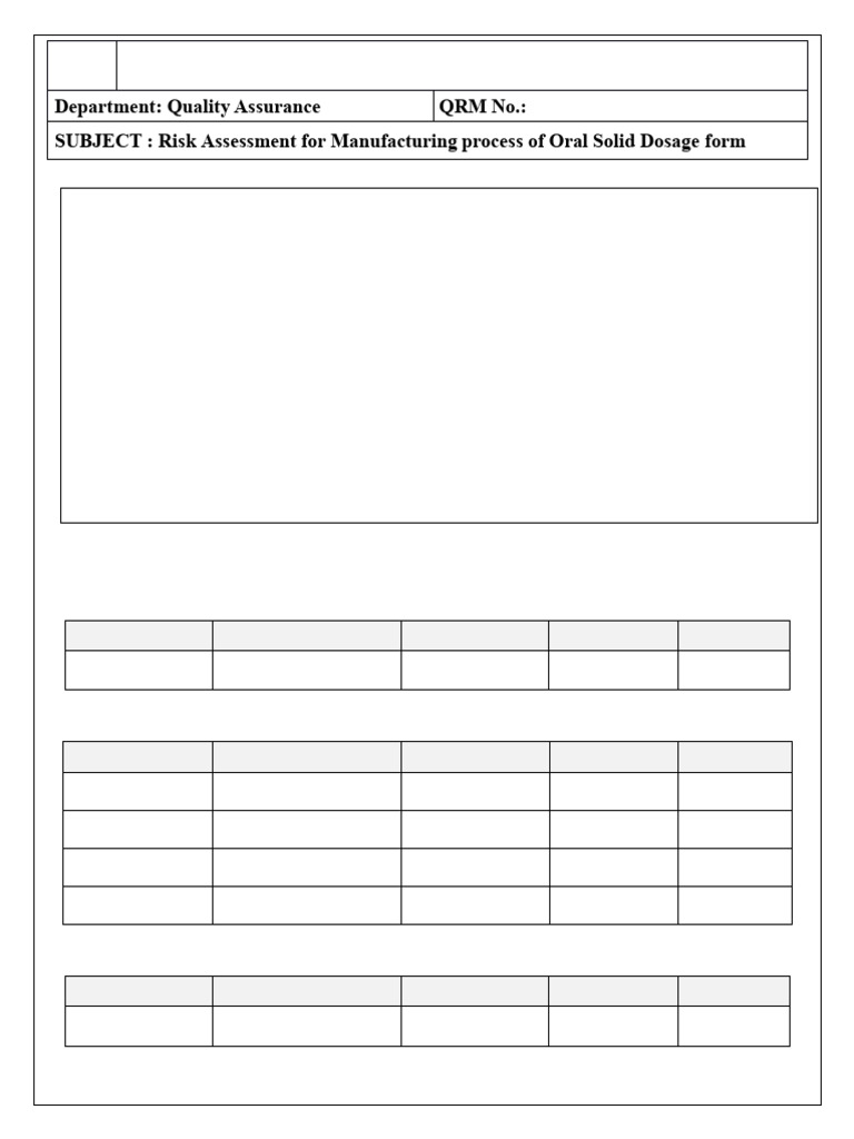 Risk Assessment of OSD Manufacturing Process | PDF | Risk | Technology ...