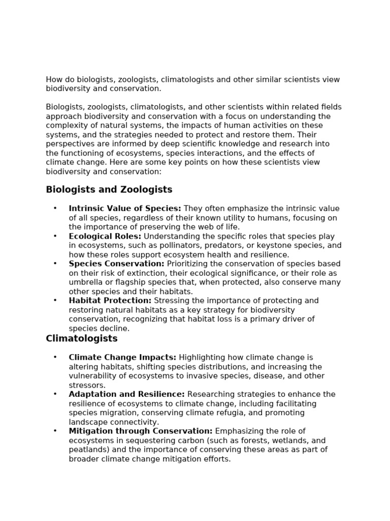 Biodiversity and Conservation Notes Environmental Ethics 3 | PDF