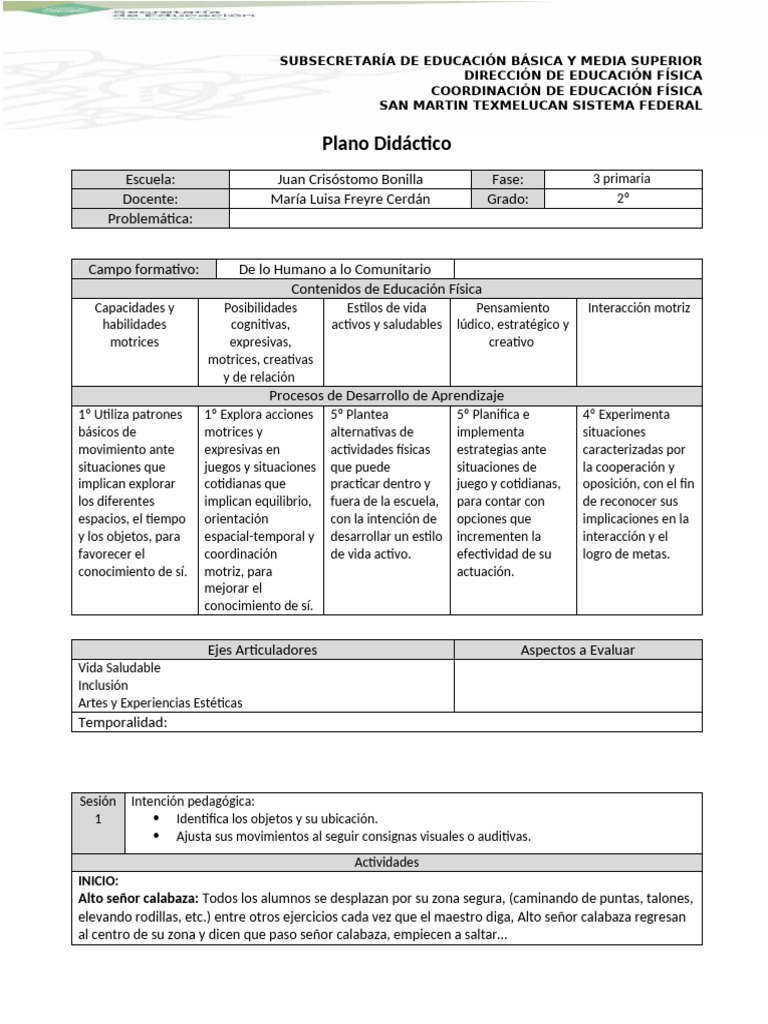 Planeacion EF - 30 Sep Al 11 Oct 2024 | PDF