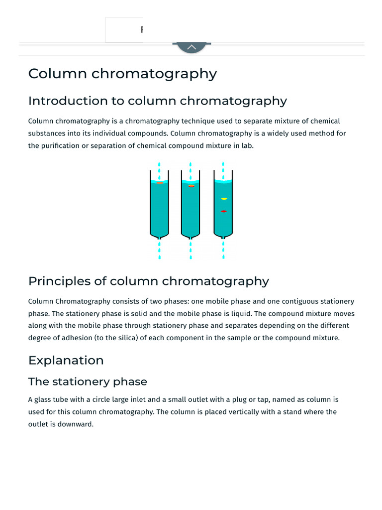 Column Chromatography Definition, Principles, Procedure and Theory | PDF