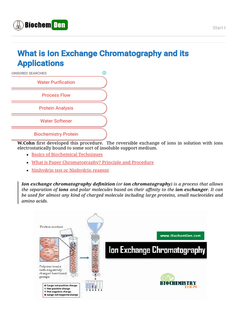 What Is Ion Exchange Chromatography and Its Applications | PDF
