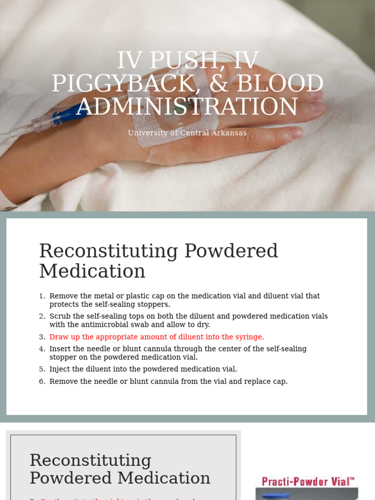 IV Push, Piggyback, & Blood Lecture - Students | PDF