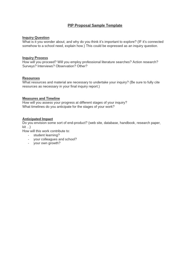 PIP Proposal Sample Template | PDF