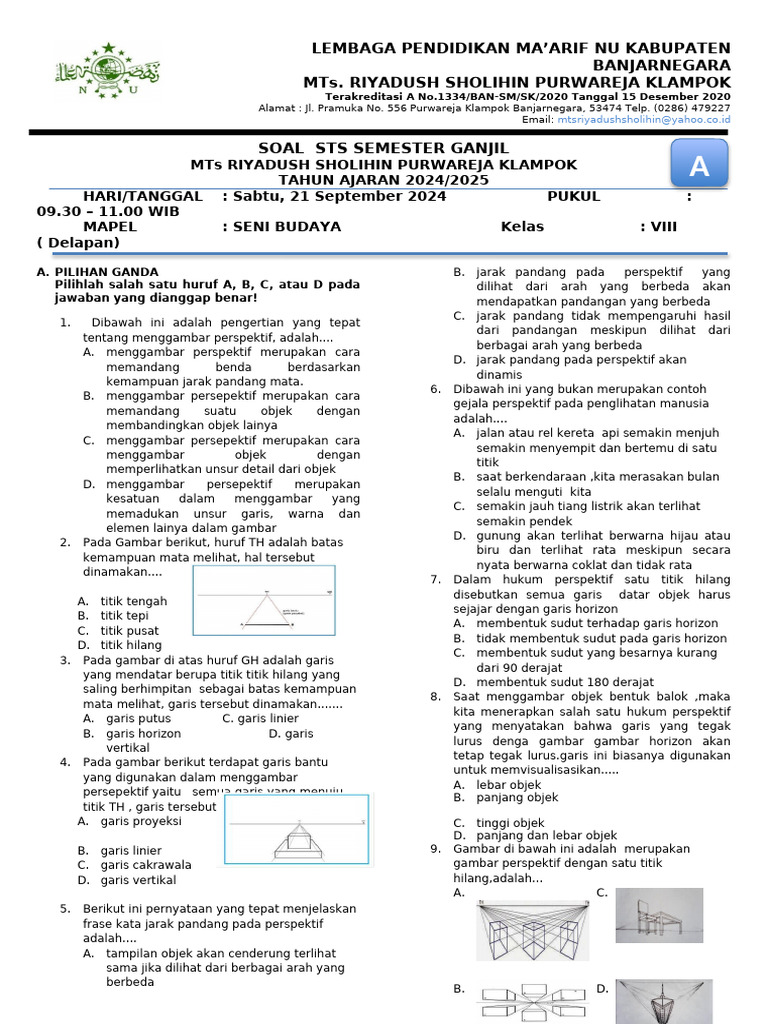 Soal-PHT - Seni-Rupa-Kumer-Kelas-8 - 2024 | PDF