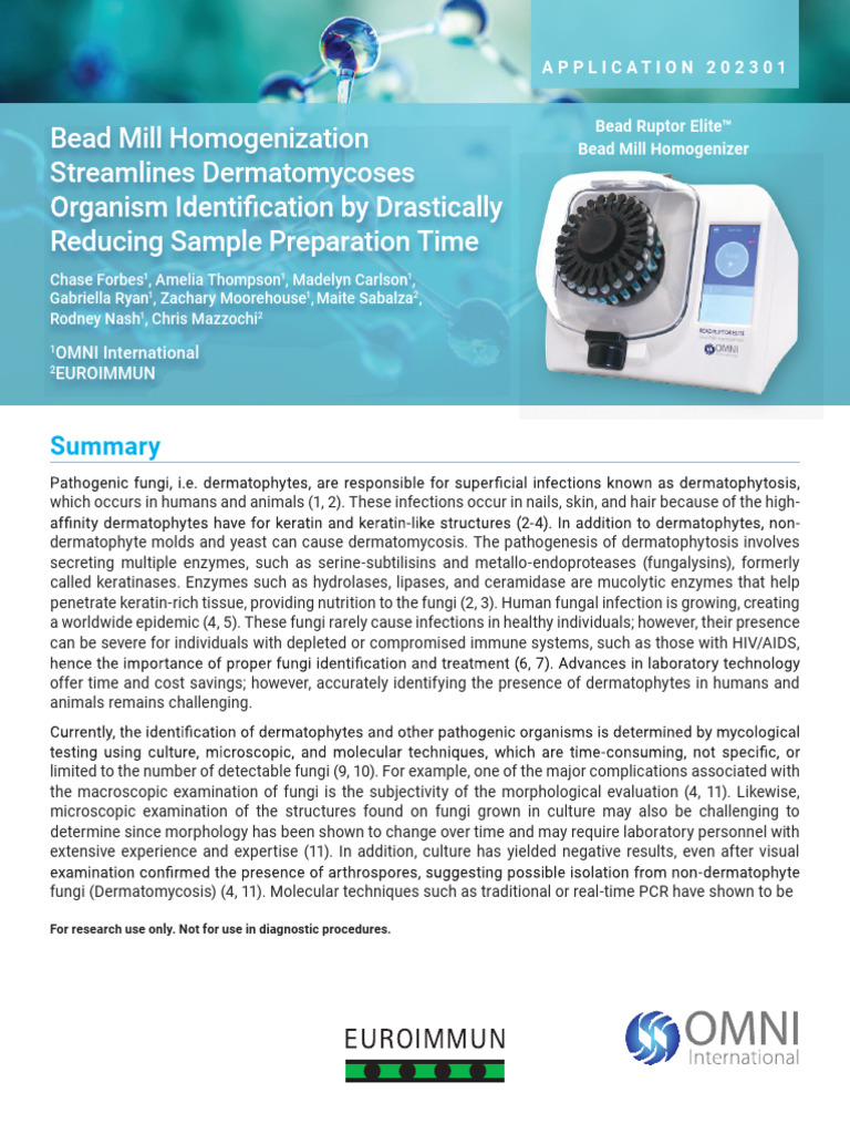 Streamline Dermatomycoses Identification-Application Note | PDF