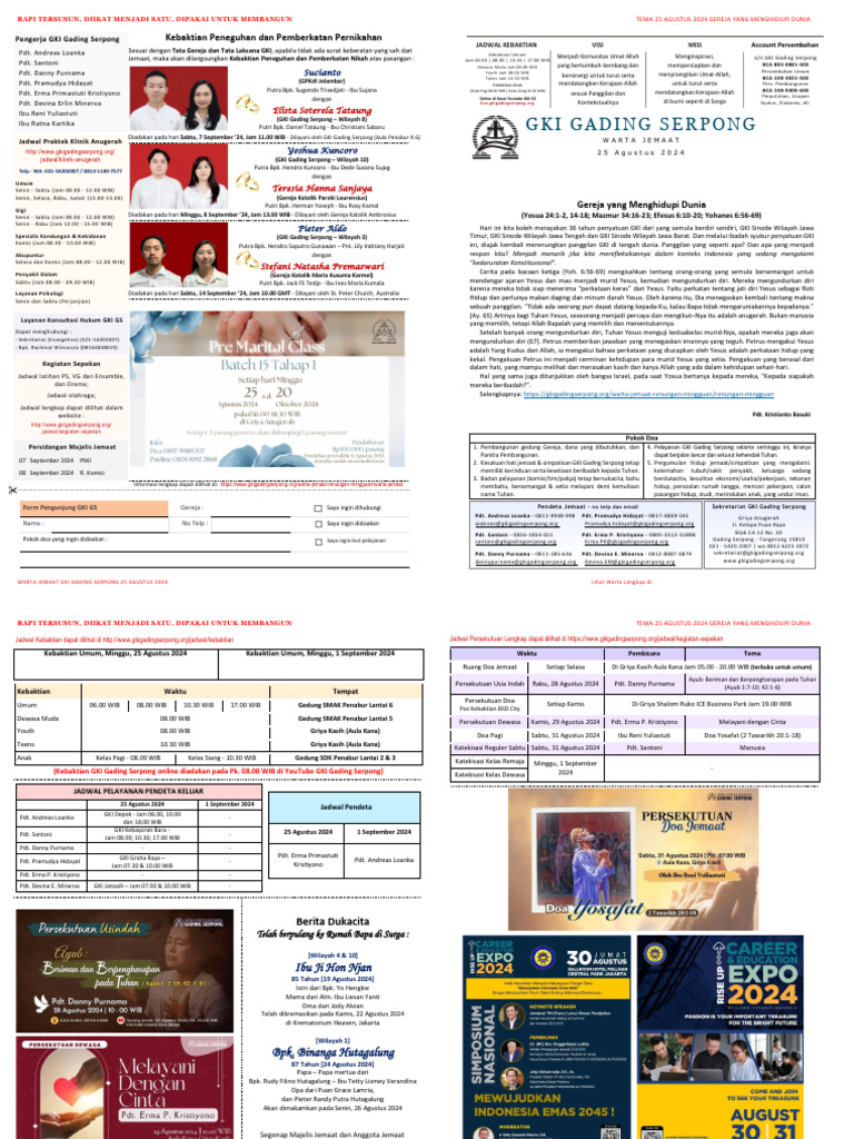 Gki Gading Serpong Gki Gading Serpong: Kebaktian Peneguhan Dan Pemberkatan Pernikahan | PDF