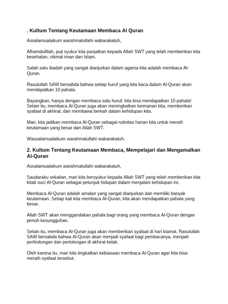 Bunga Kultum | PDF