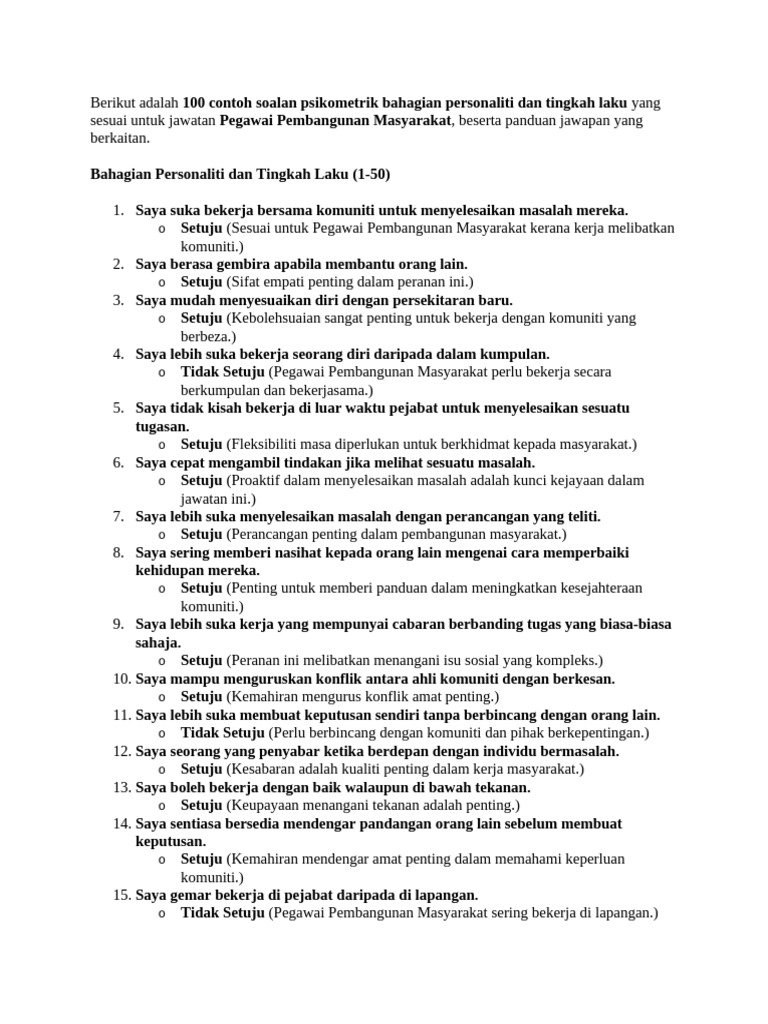 Contoh Soalan Psikometrik 1 | PDF
