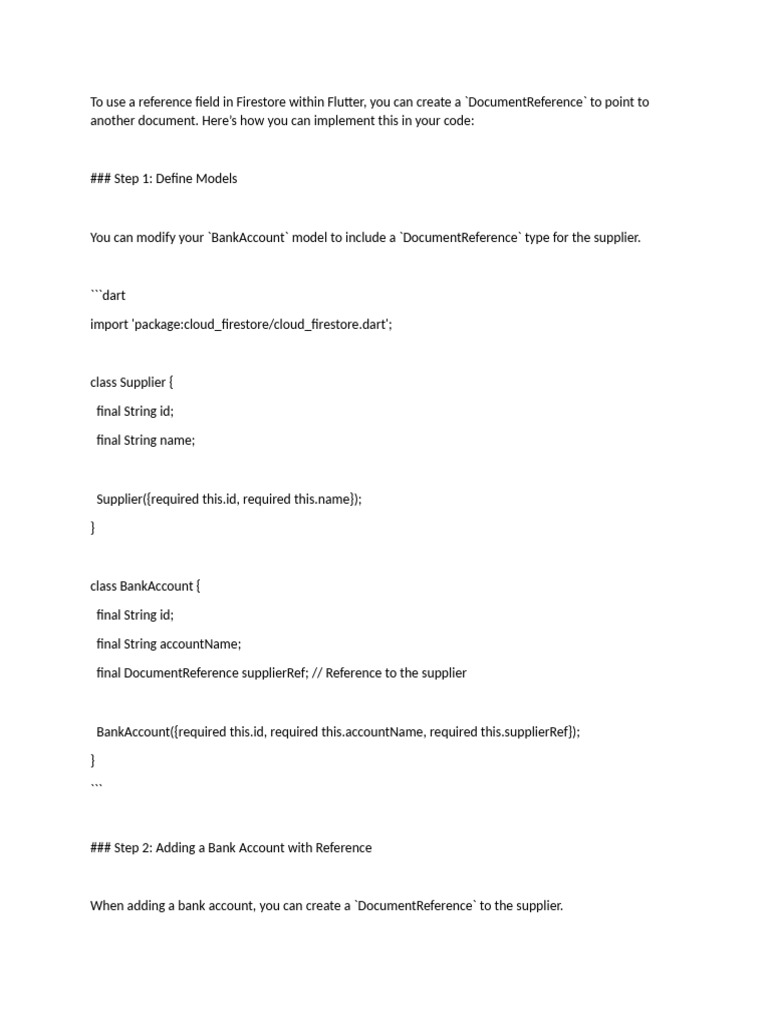 To Use A Reference Field In Firestore Within Flutter Pdf 