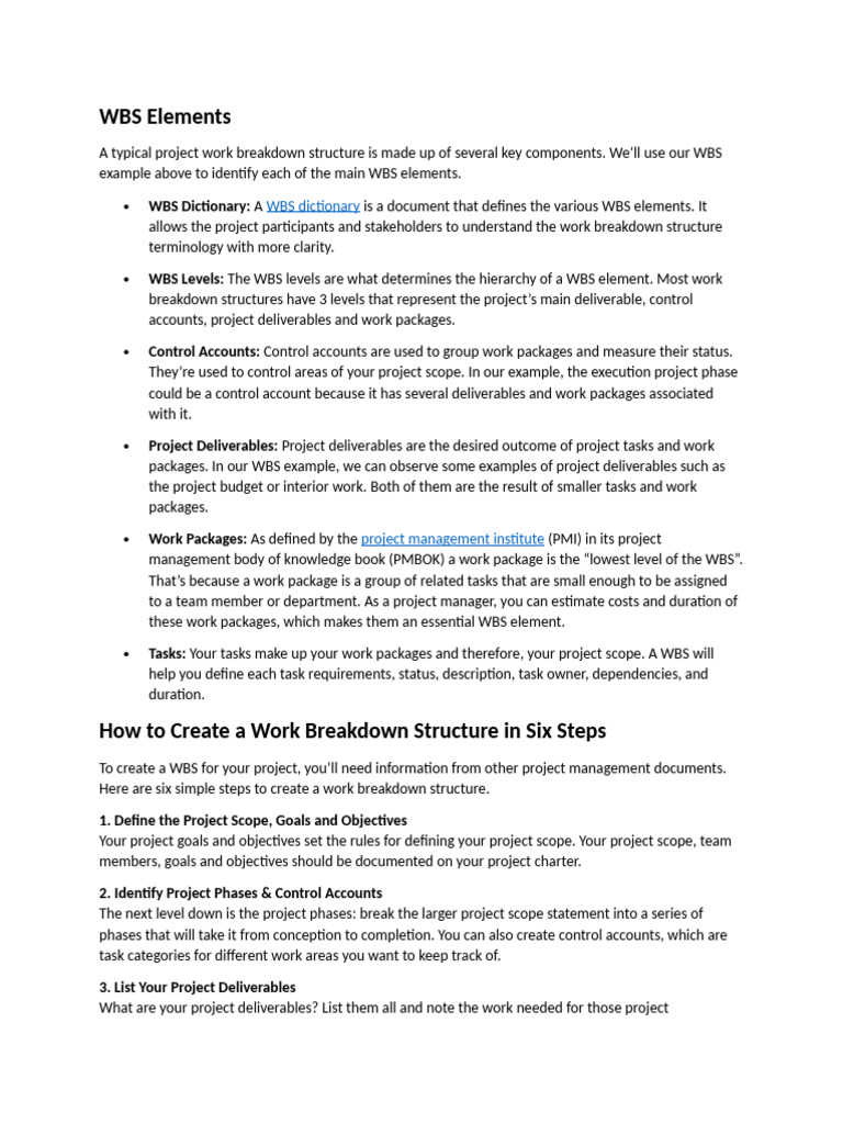 WBS Elements | PDF