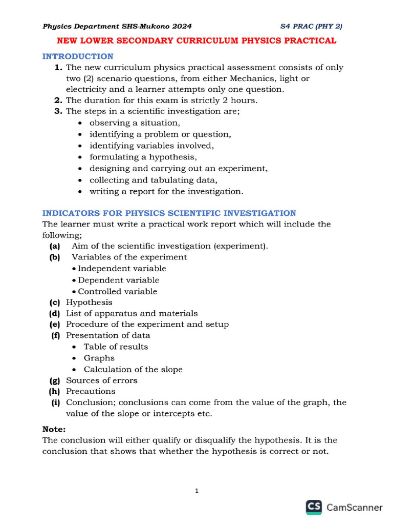 535 2 Physics Paper 2 Guide Item | PDF