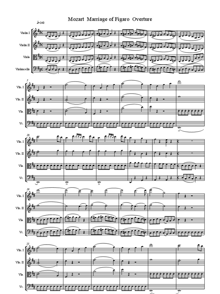 Marriage of Figaro Overture (String Quartet) | PDF | Chordophones ...