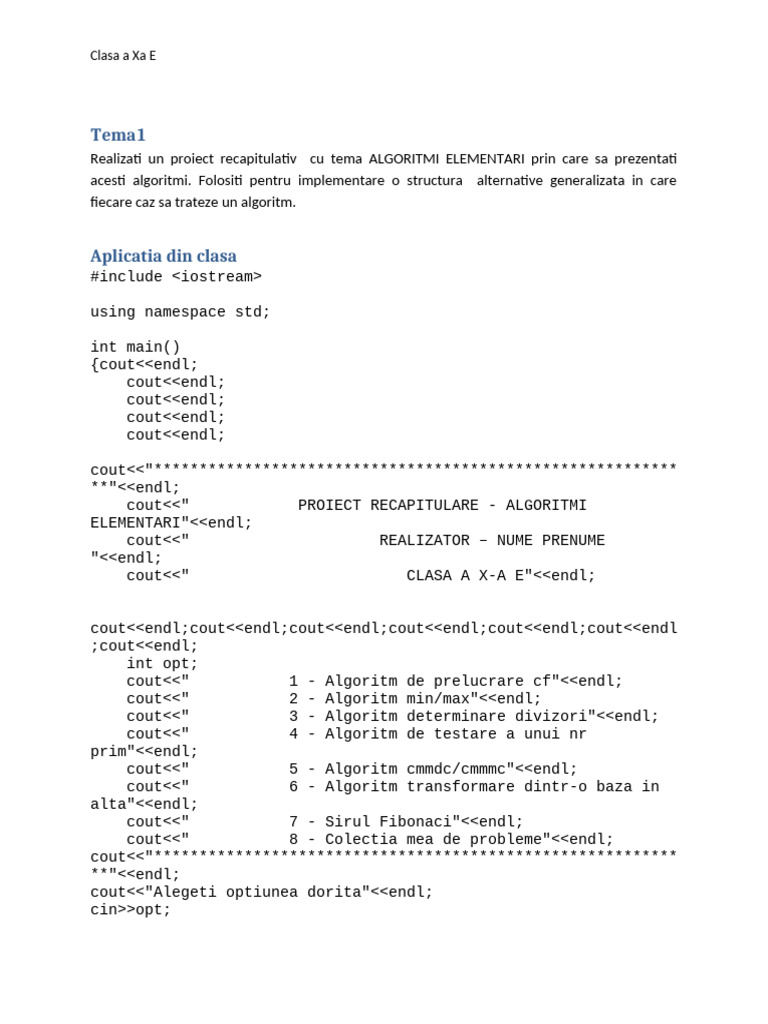 Tema1-Proiect Algoritmi | PDF
