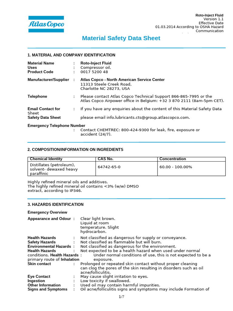 Roto Msda Safety Data Sheet | PDF