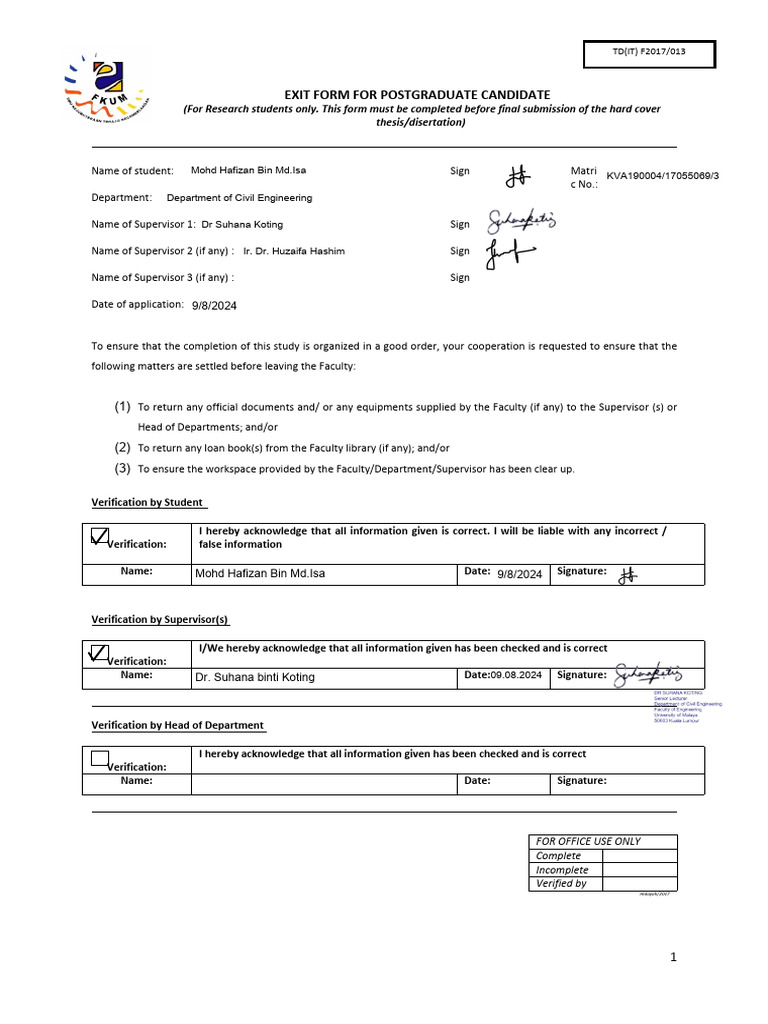 Exit Survey Form | PDF