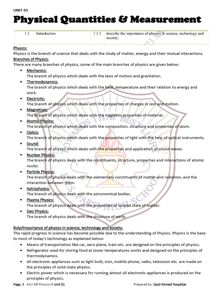 Physics Basics for High School Students | PDF | Physics | Weighing Scale