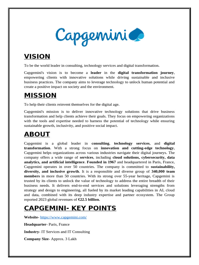 Cap Gemini | PDF