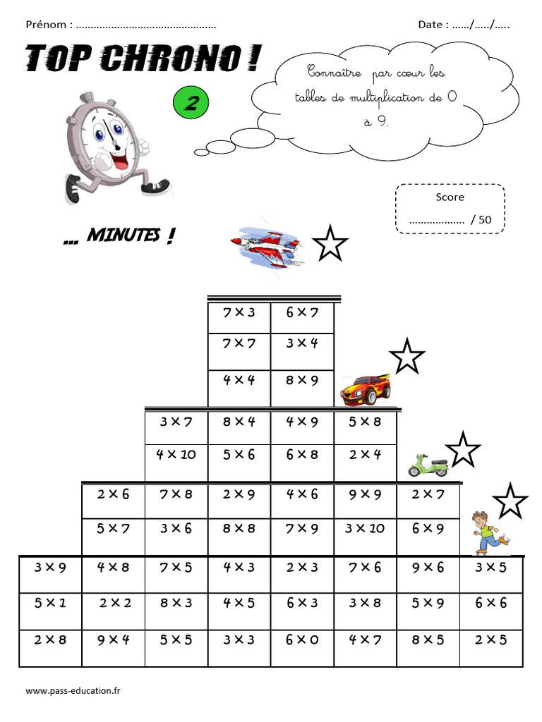 Connaître Par Cœur Les Tables de Multiplication de 0 À 9. TOP CHRONO ...