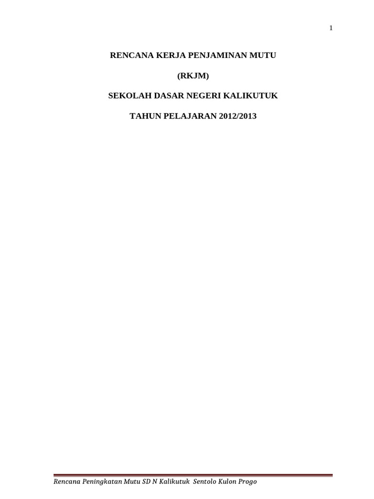 Contoh Format RKJM SD | PDF