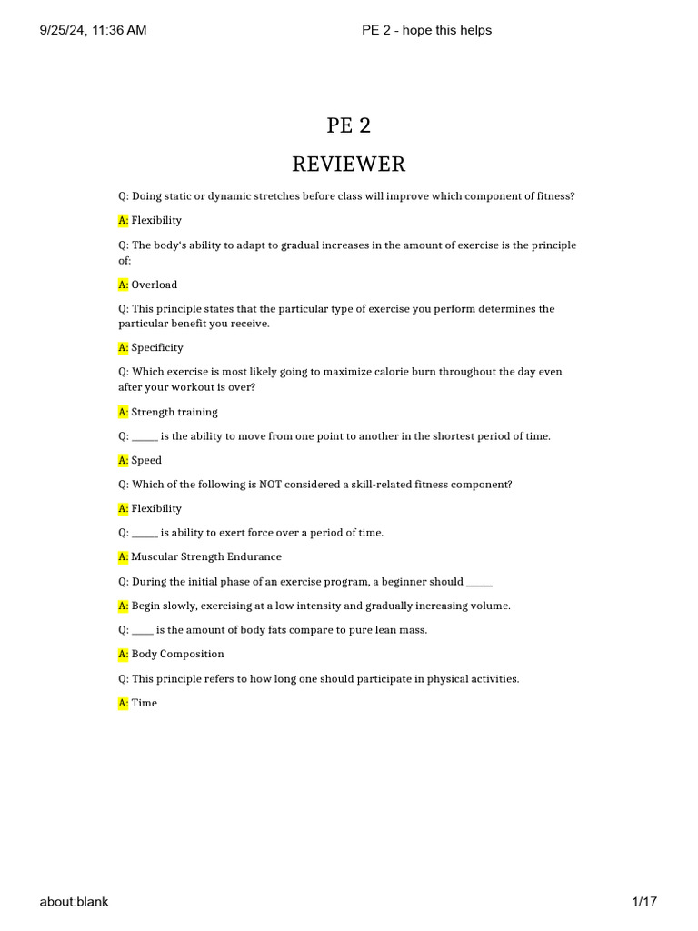 PE 2 - Hope This Helps | PDF | Foods | Physical Fitness